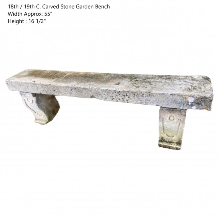 Hand Carved Stone Rustic Garden Bench Seat Antique Indoor Outdoor Los ...