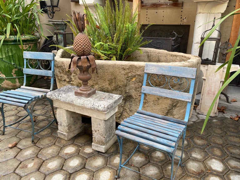 Hand Carved Garden Stone Bench Rustic Farm Seat Antique Indoor Outdoor ...