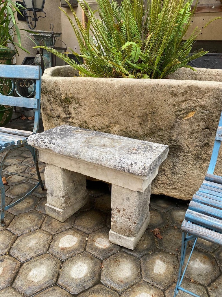 Hand Carved Garden Stone Bench Rustic Farm Seat Antique Indoor Outdoor ...
