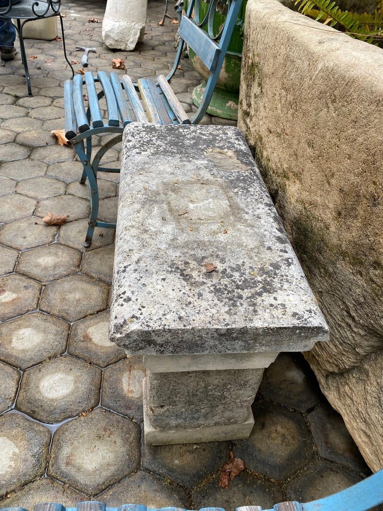 Hand Carved Garden Stone Bench Rustic Farm Seat Antique Indoor Outdoor ...