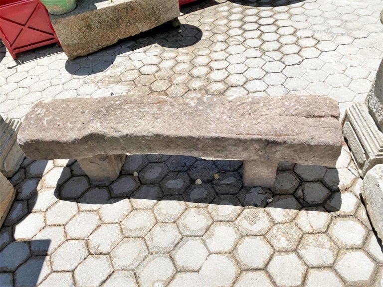 Hand Carved Stone Rustic park Garden Farm Bench Seat Antique Indoor ...