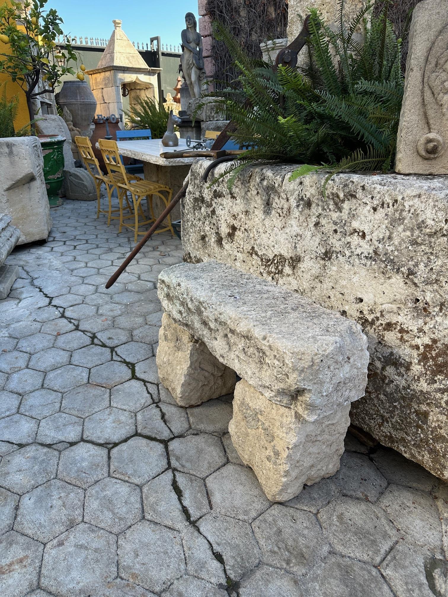 Hand Carved Stone Rustic Park Garden Bench Seat Decorative Element Farm ...
