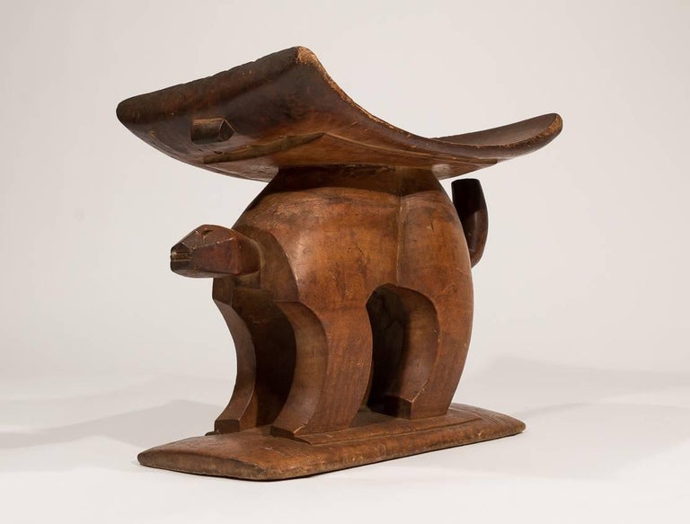 Hand-Carved Stool with Primitive Animal Figure from Ghana, Africa at ...