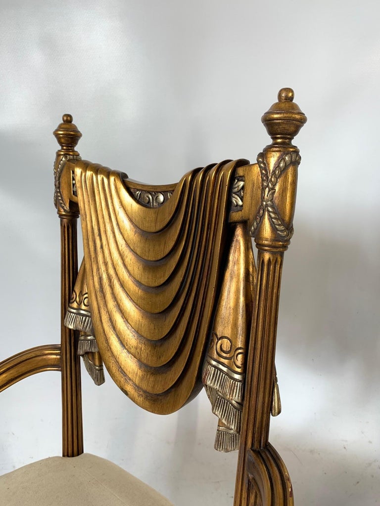 Hand Carved Swag Back Dining Chairs For Sale at 1stDibs