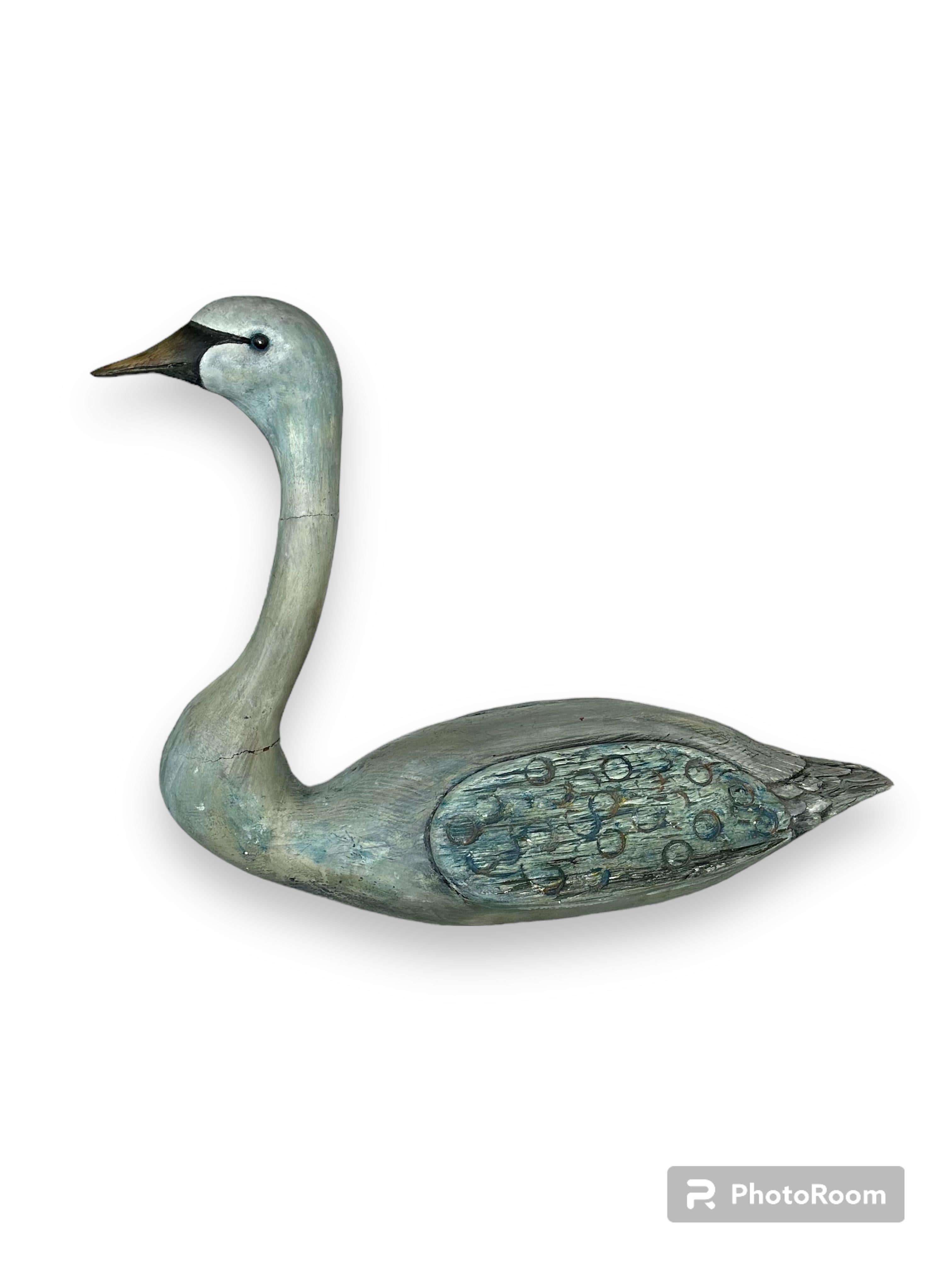 Hand Carved Swan Decoy For Sale at 1stDibs