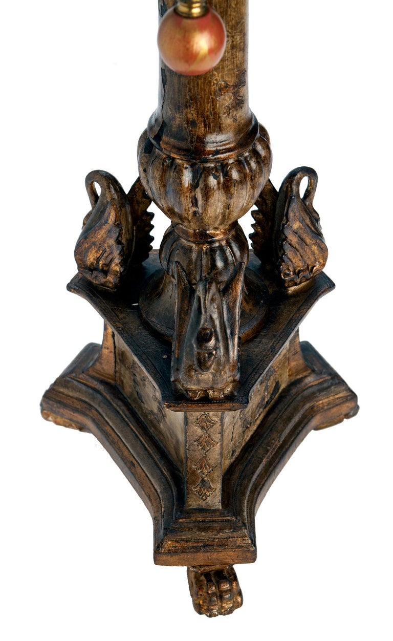 Hand Carved Table Lamps White Shades For Sale at 1stDibs