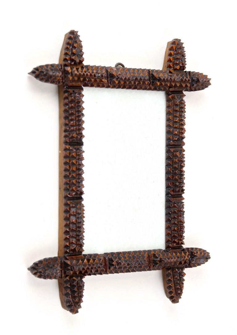 Hand Carved Tramp Art Photo Frame, Notch Cut Design, Austria, circa ...