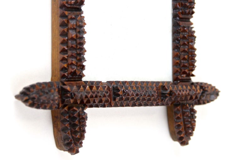 Hand Carved Tramp Art Photo Frame, Notch Cut Design, Austria, circa ...