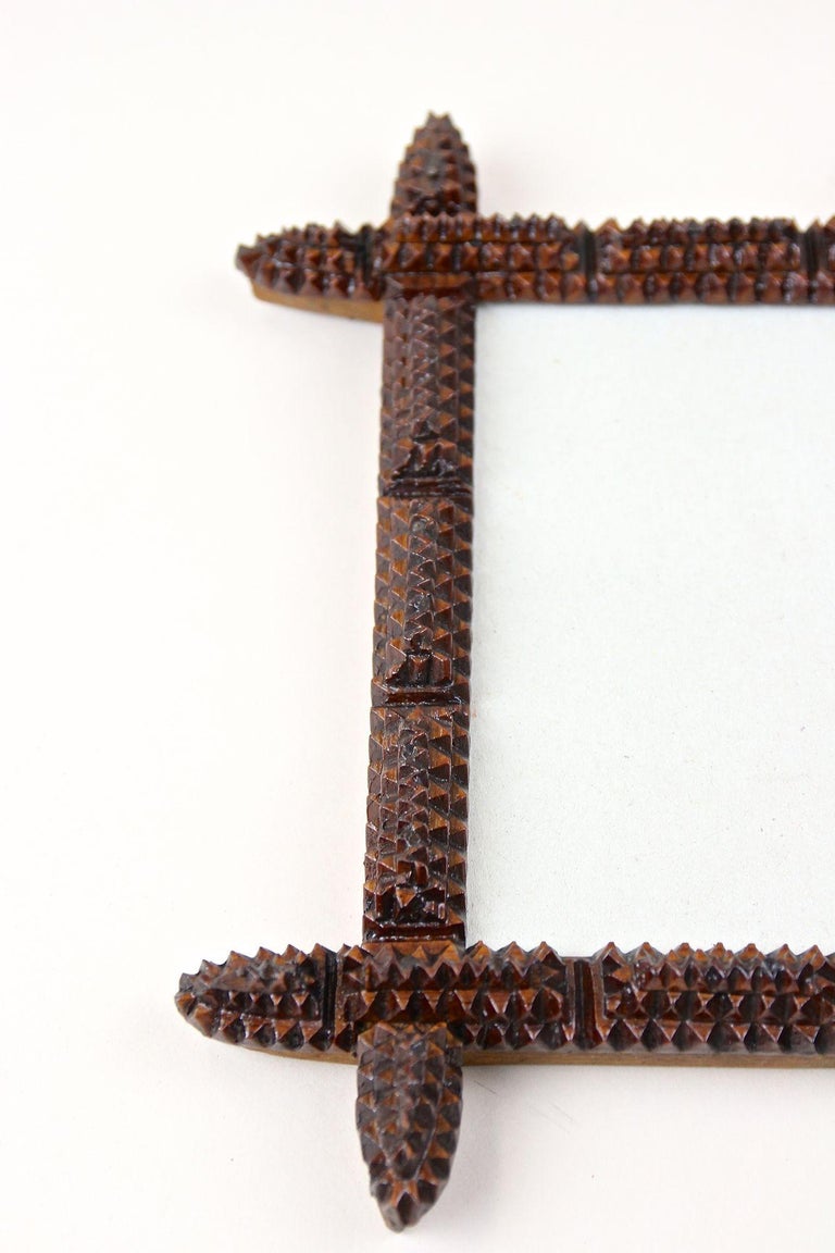 Hand Carved Tramp Art Photo Frame, Notch Cut Design, Austria, circa ...