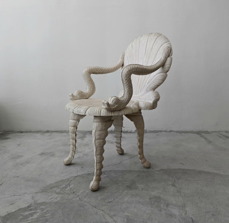 Hand Carved Venetian Grotto Style Chair For Sale at 1stDibs
