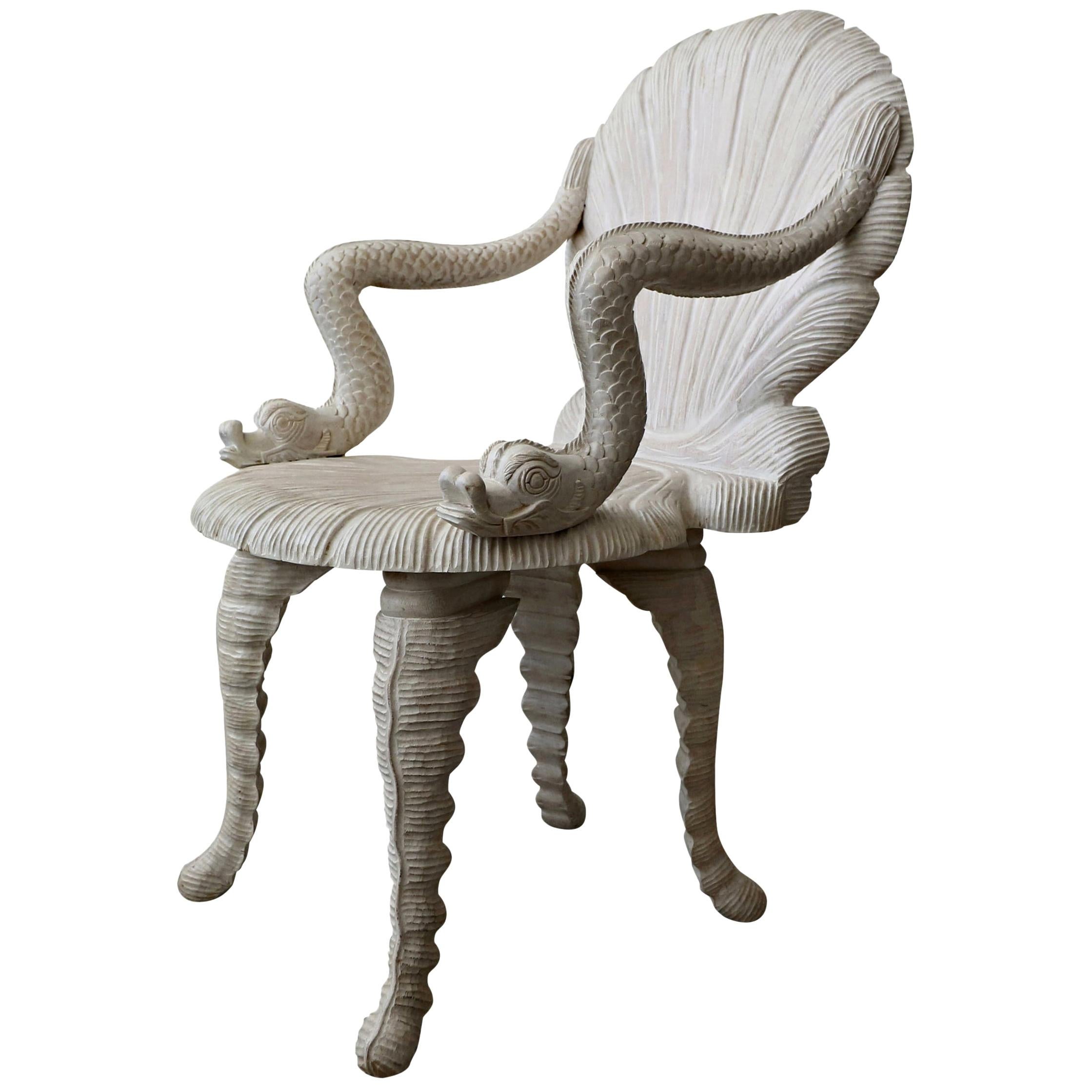 Hand Carved Venetian Grotto Style Chair For Sale at 1stDibs