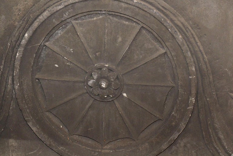 Hand Carved Victorian Limestone Arched Transom Pediment For Sale at 1stDibs