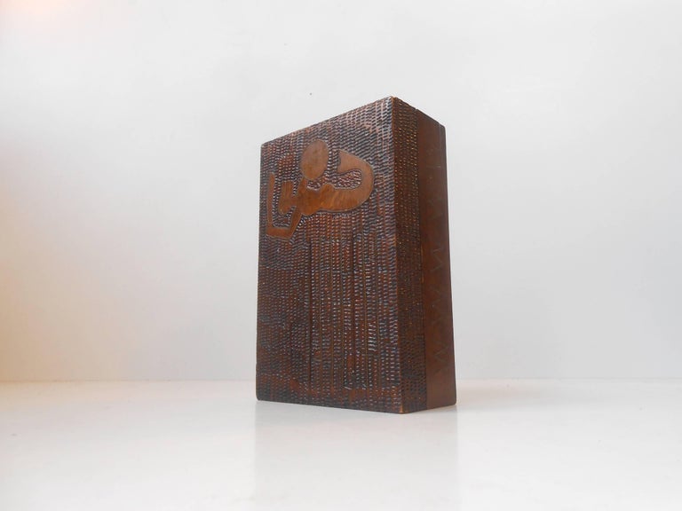 Hand Carved Volk Art Box with Mermaid and Brass Intarsia, Warsaw For ...