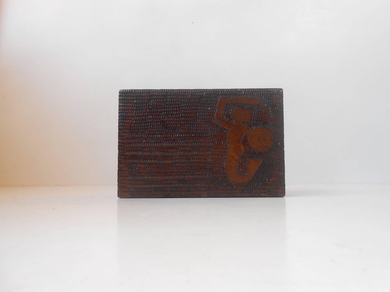 Hand Carved Volk Art Box with Mermaid and Brass Intarsia, Warsaw For ...