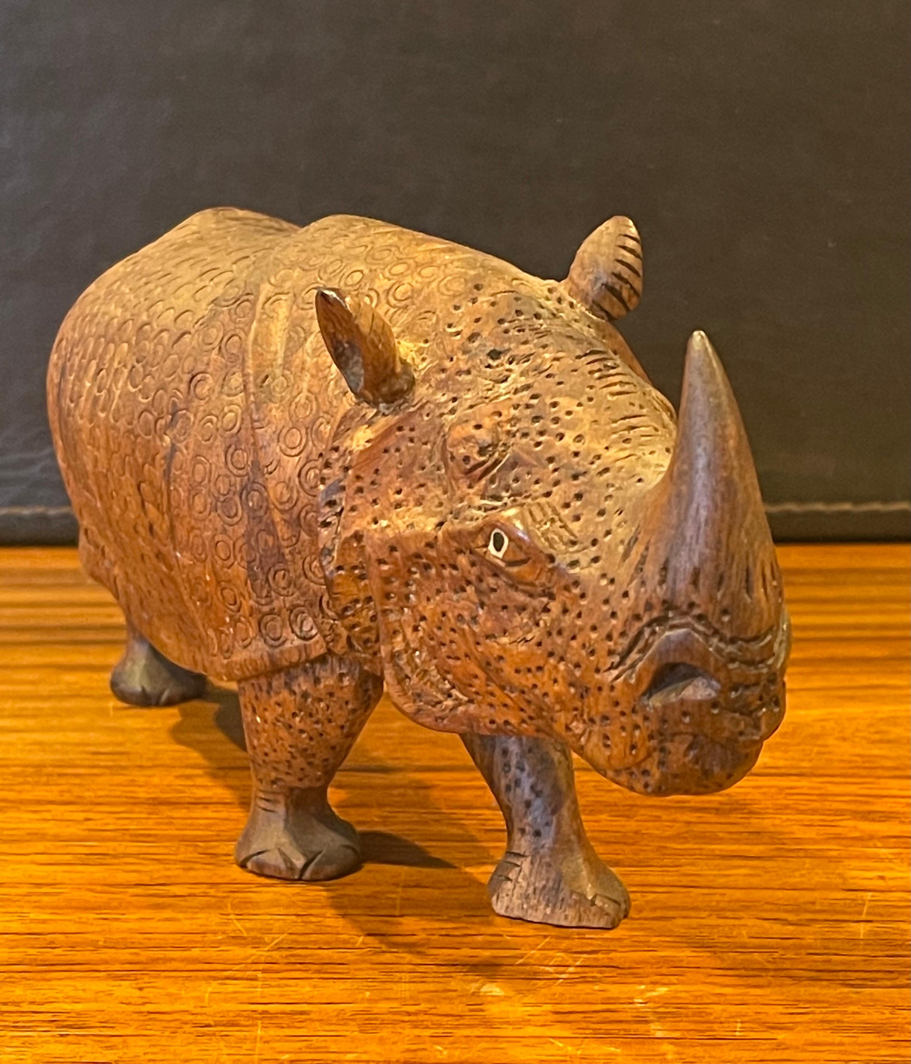 Hand-Carved White Rhino / Rhinoceros Sculpture at 1stDibs