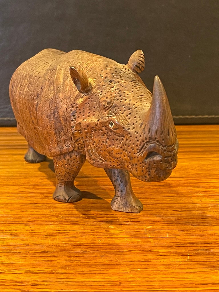 Hand-Carved White Rhino / Rhinoceros Sculpture For Sale at 1stDibs