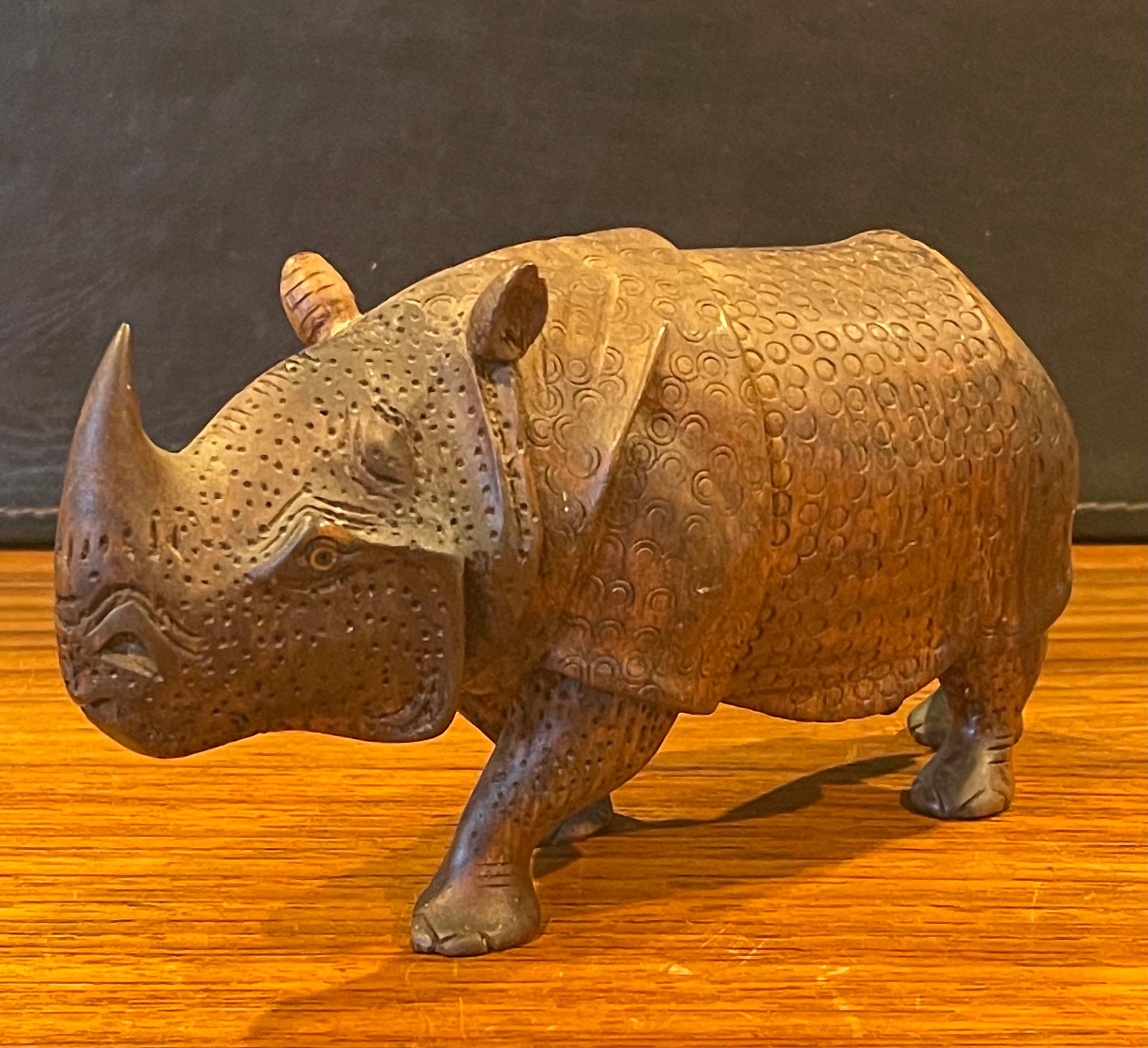 Hand-Carved White Rhino / Rhinoceros Sculpture at 1stDibs