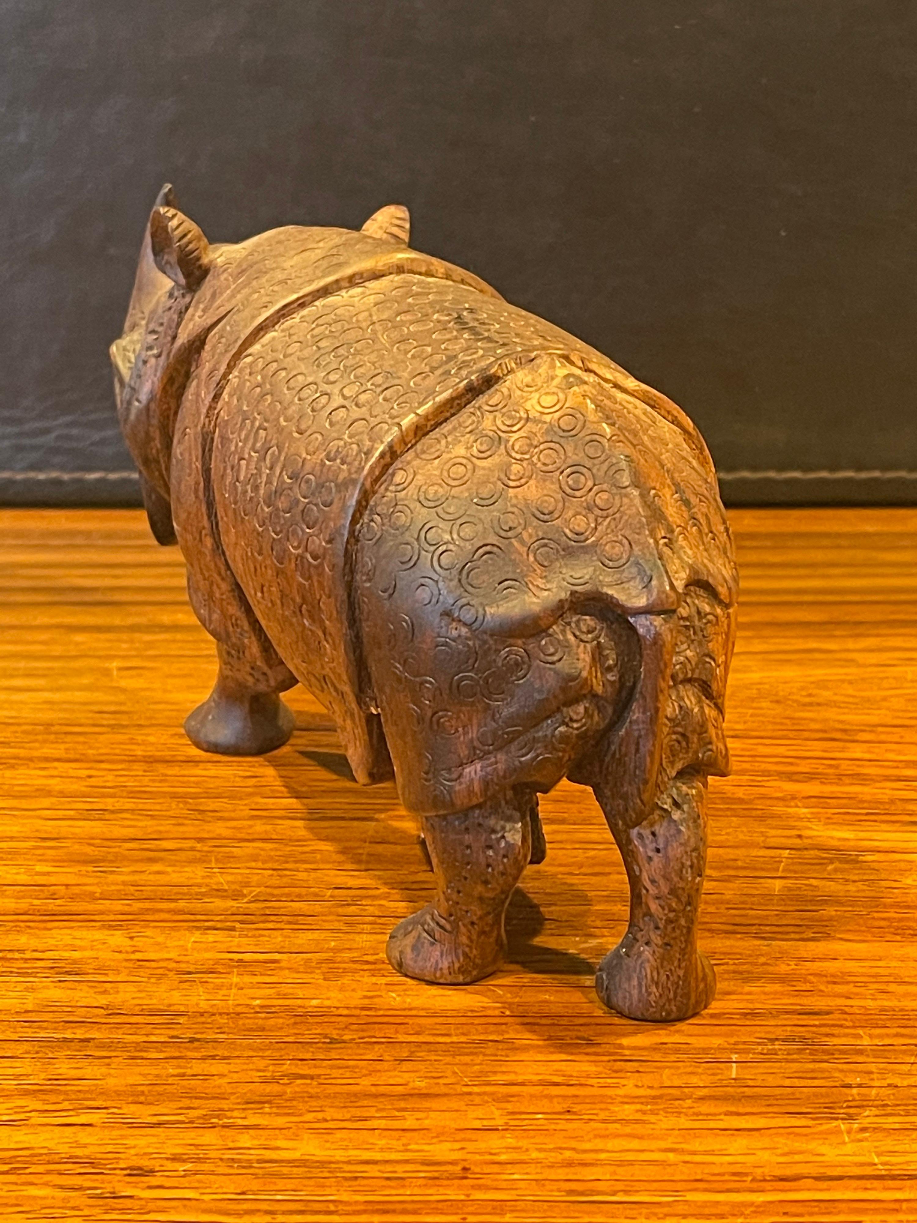 Hand-Carved White Rhino / Rhinoceros Sculpture at 1stDibs