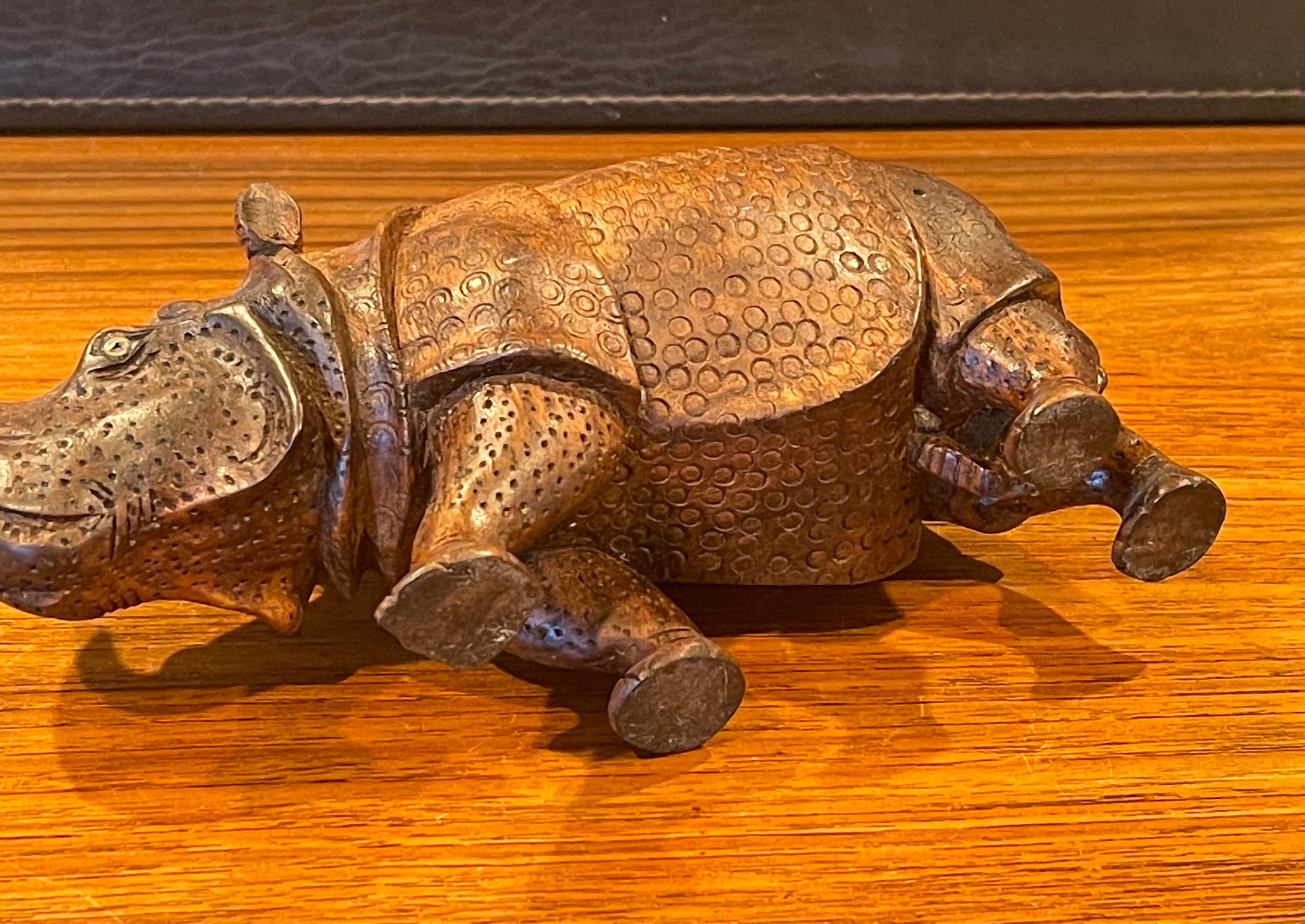 Hand-Carved White Rhino / Rhinoceros Sculpture at 1stDibs