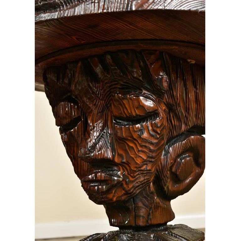 Hand Carved Witco Wood Female Figurative Cocktail Table For Sale at 1stDibs