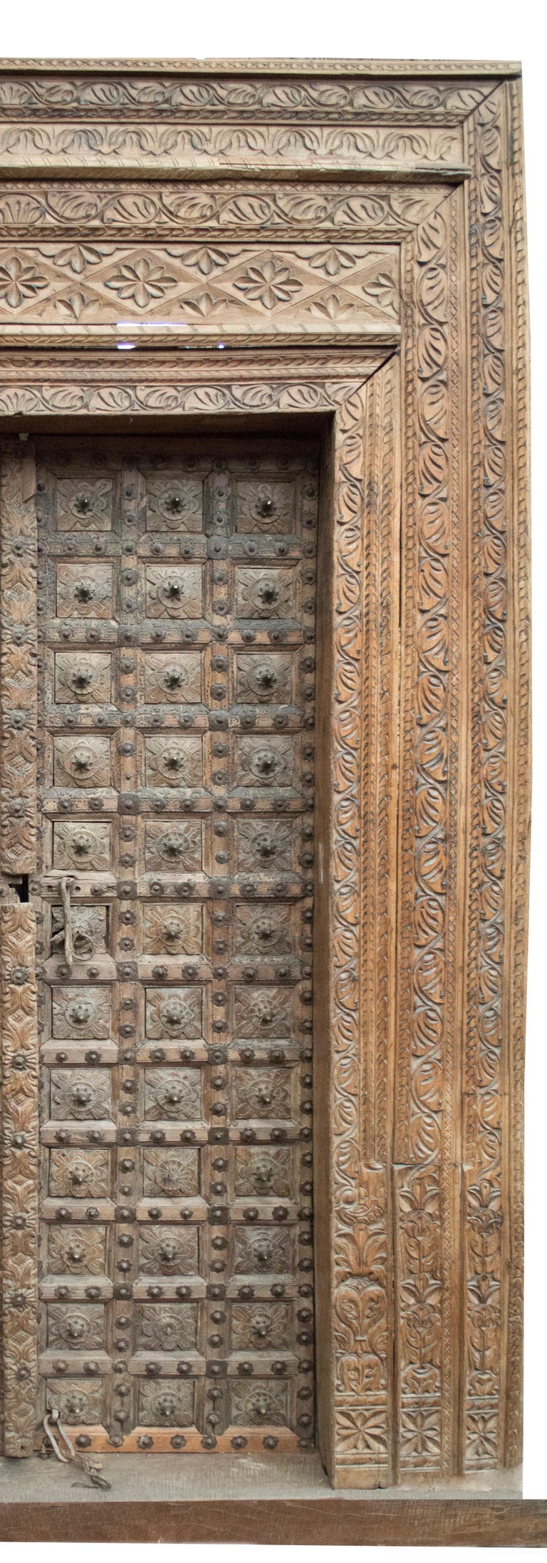 Hand Carved Wood Door, with Organic Design, Gujarat India For Sale at ...