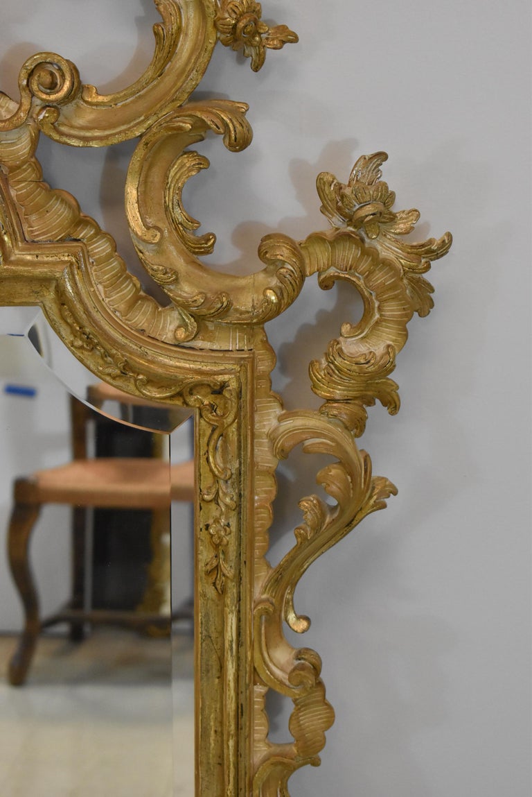 Hand Carved Wood Frame Italian Renaissance Style Beveled Glass Mirror ...