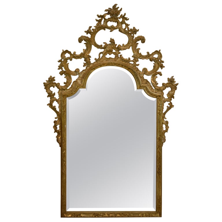 Hand Carved Wood Frame Italian Renaissance Style Beveled Glass Mirror ...