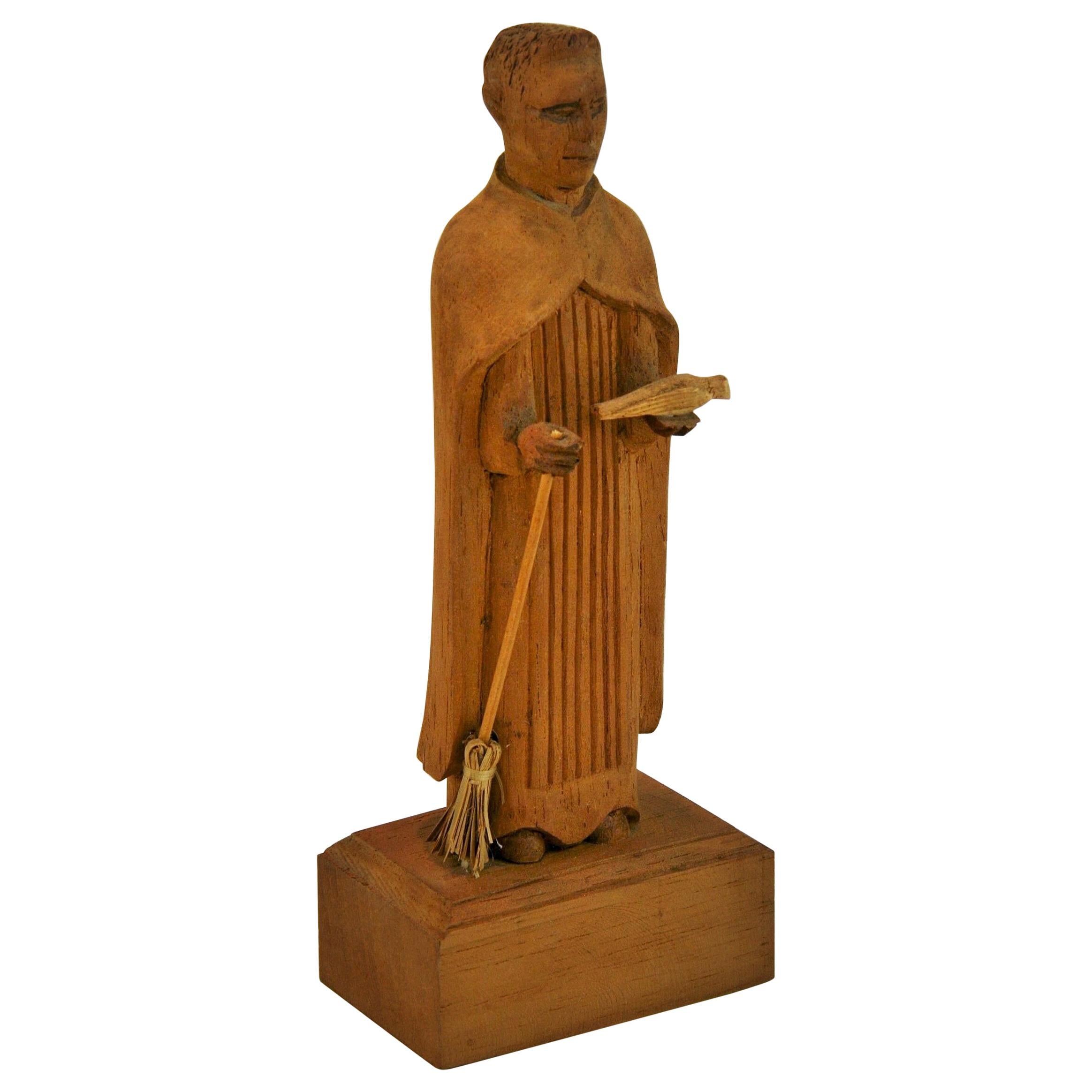 Hand Carved and Polychrome Folk Art Santo Sculpture For Sale at 1stDibs