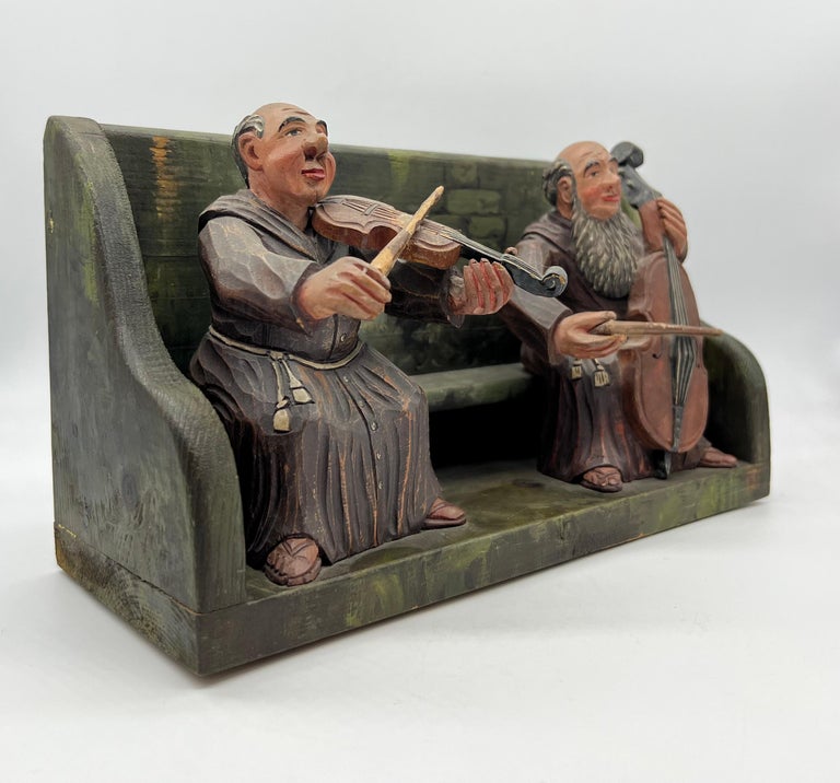 Hand Carved Wood from Musician Monks 20th Century, Rare, Unique, Rarity ...