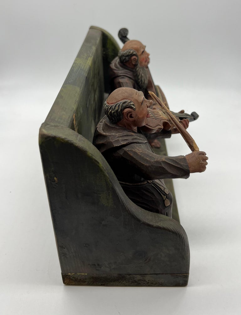 Hand Carved Wood from Musician Monks 20th Century, Rare, Unique, Rarity ...