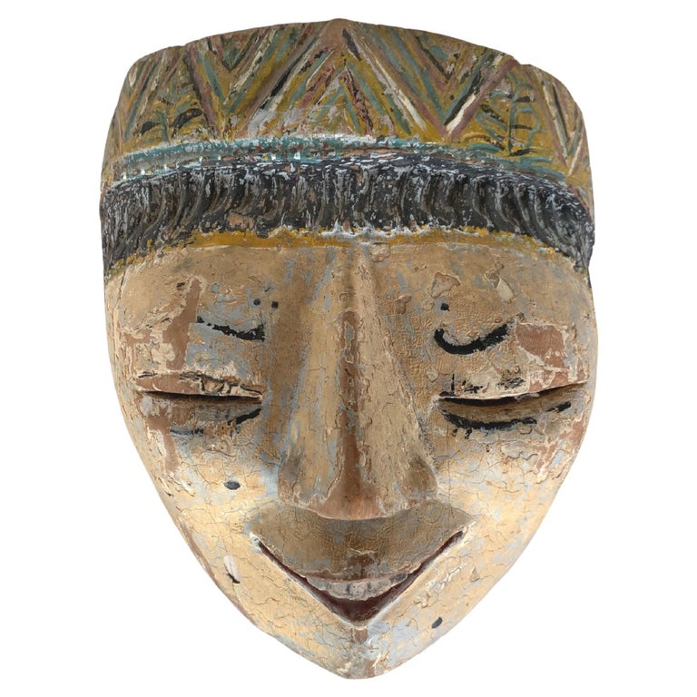 Hand-Carved Wood Javanese ‘Wayang Topeng’ Theatre Mask, Indonesia c ...