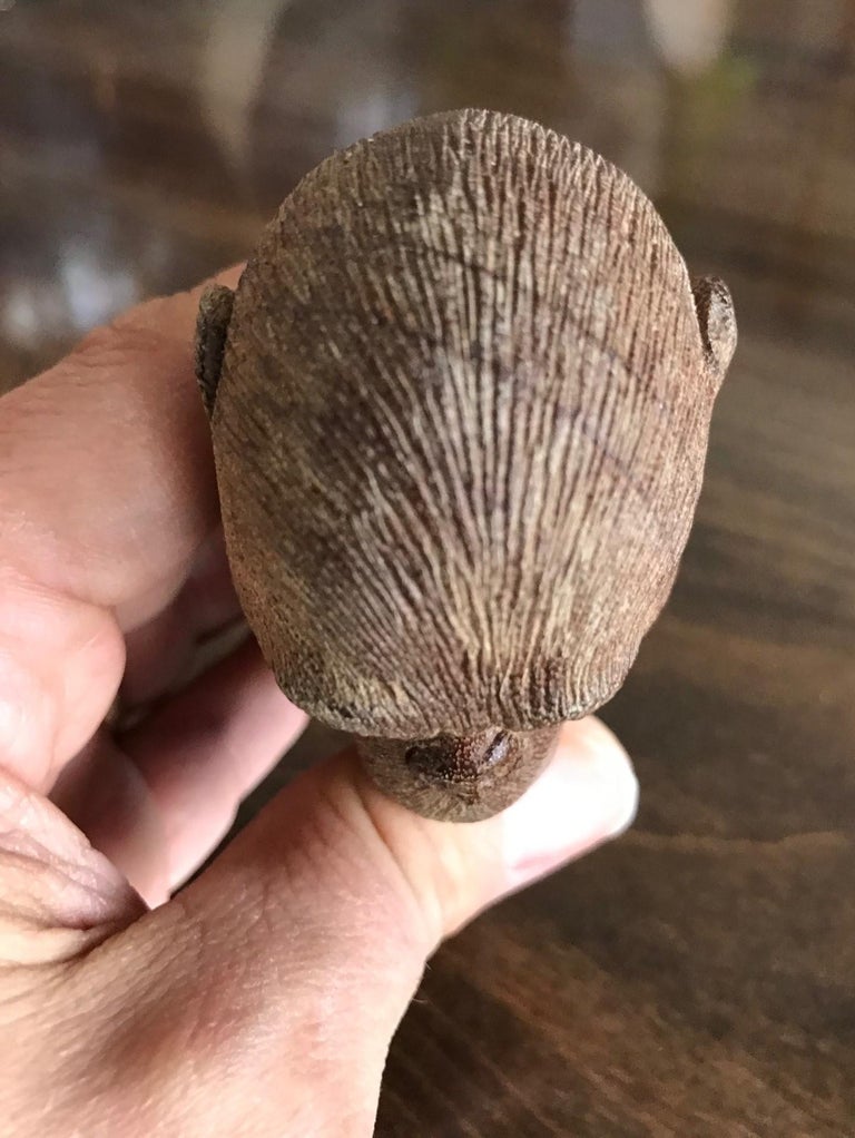 Hand Carved Wood Monkey Cane Walking Stick Handle with Piercing Blue ...