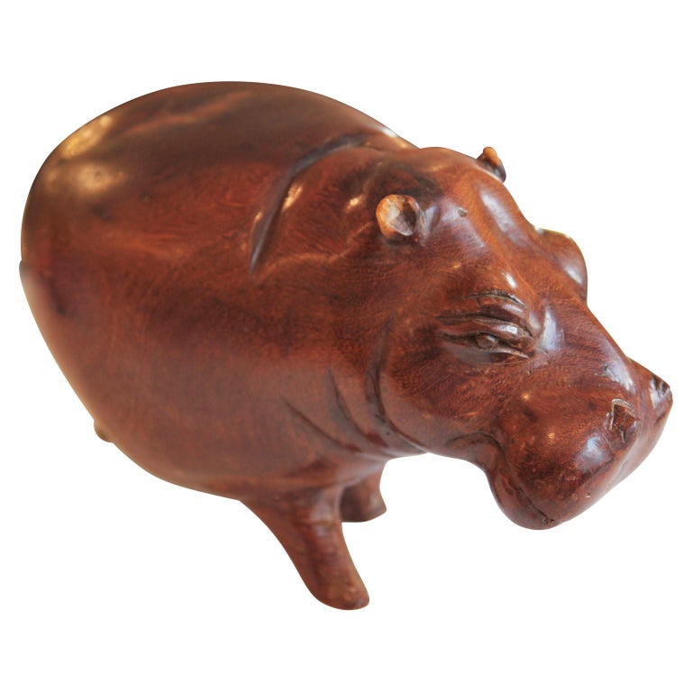 Hand Carved Wooden African Hippopotamus Sculpture at 1stDibs | wooden ...