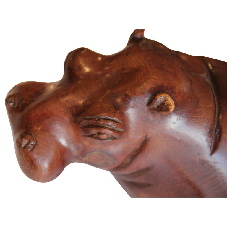 Hand Carved Wooden African Hippopotamus Sculpture at 1stDibs | wooden ...
