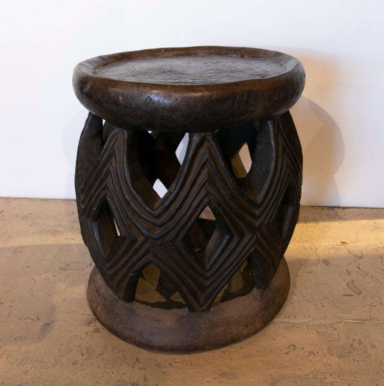 Hand-Carved Wooden African Stool at 1stDibs