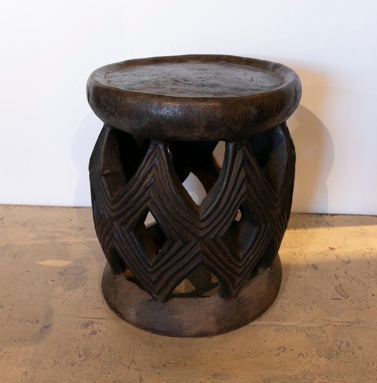 Hand-Carved Wooden African Stool at 1stDibs
