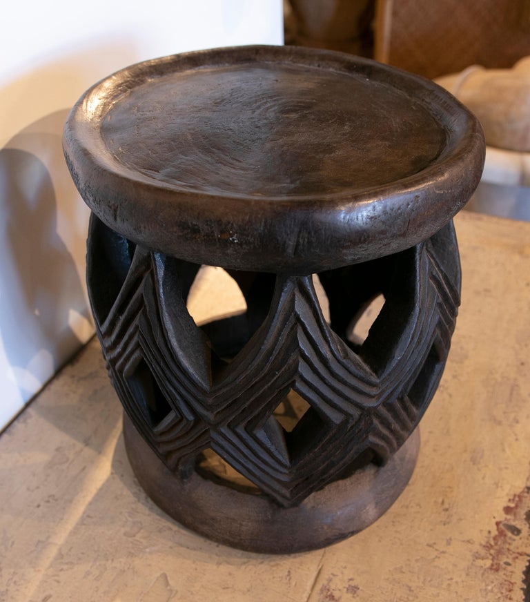 Hand-Carved Wooden African Stool at 1stDibs