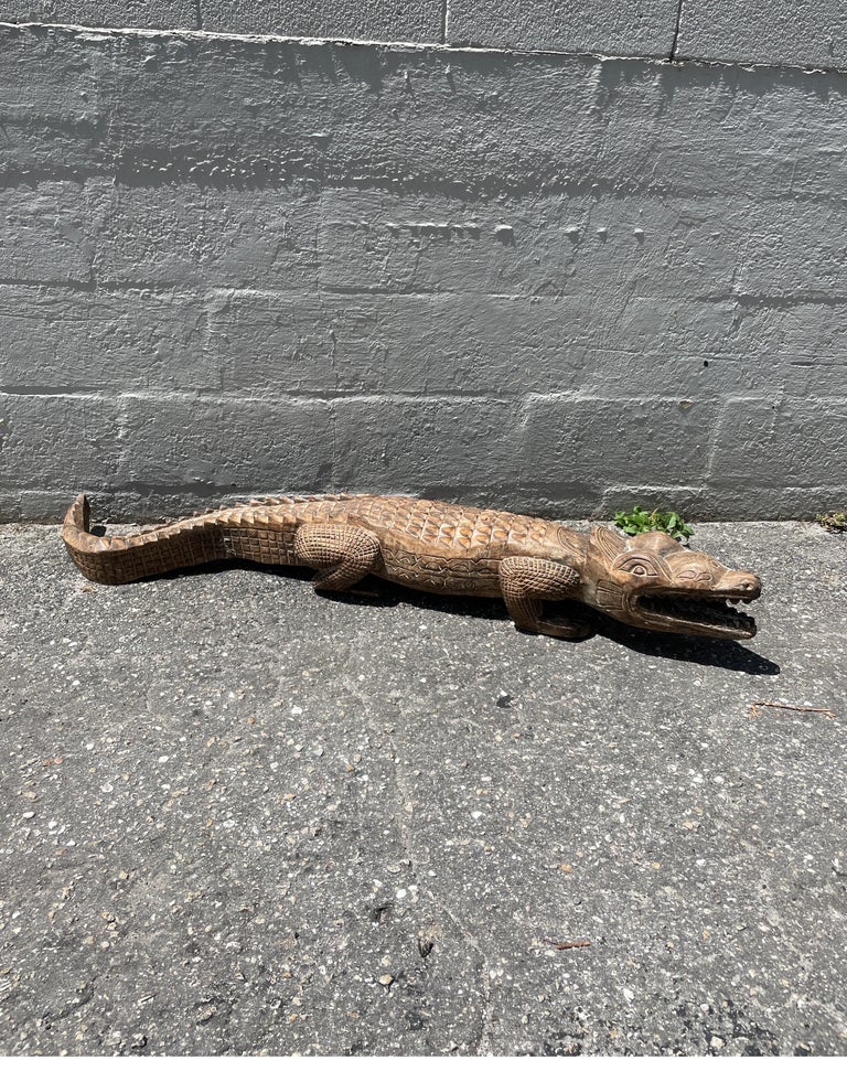 Hand Carved Wooden Alligator at 1stDibs