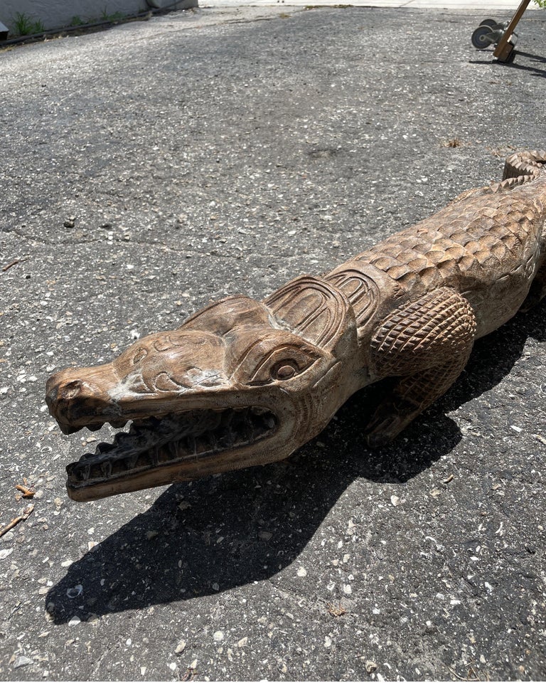 Hand Carved Wooden Alligator at 1stDibs