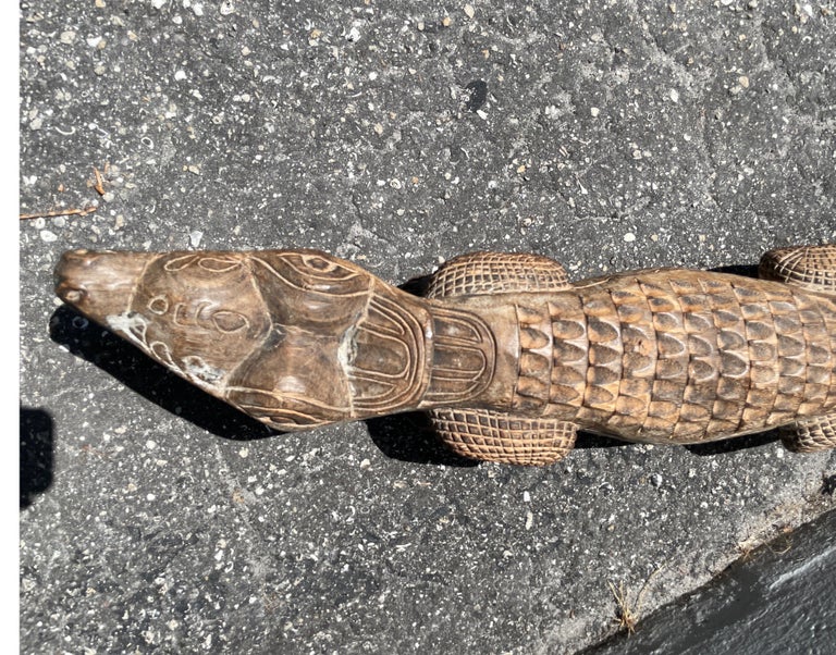 Hand Carved Wooden Alligator at 1stDibs