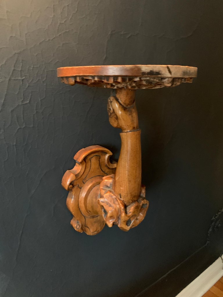 Hand Carved Wooden Bracket of a Hand Holding Shelf at 1stDibs | hand ...