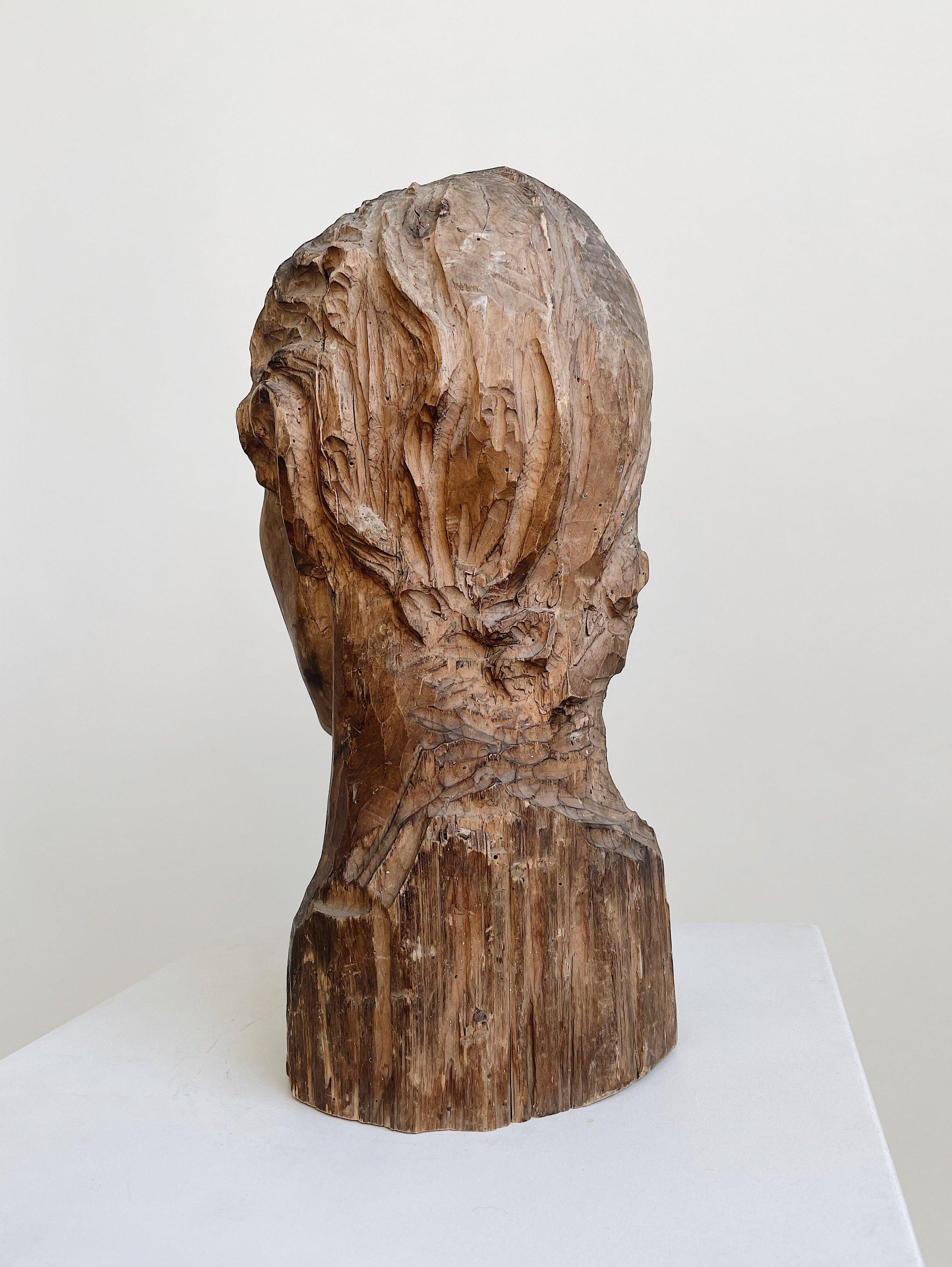 Hand Carved Wooden Bust at 1stDibs