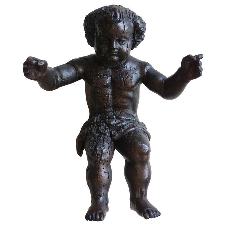 Hand Carved Wooden Cherub For Sale at 1stdibs