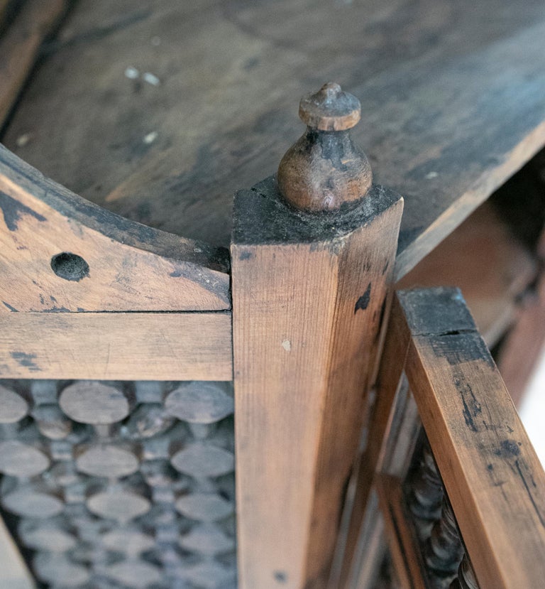 Hand-Carved Wooden Corner with One Door For Sale at 1stDibs