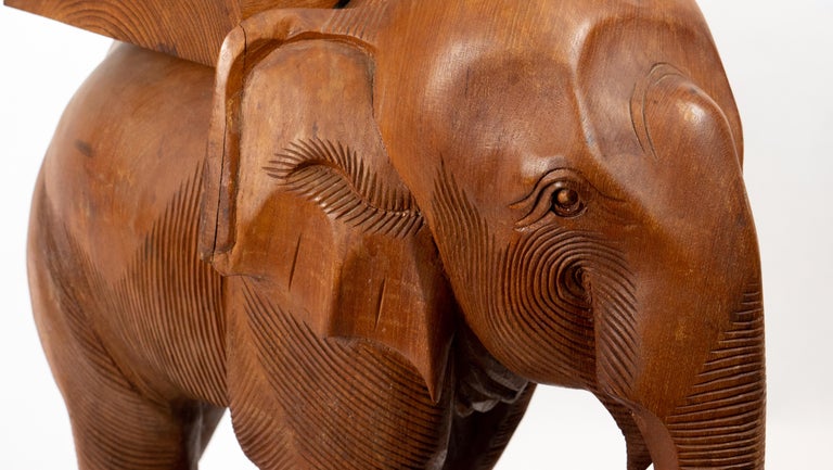 Hand Carved Wooden Elephant Side Table at 1stDibs | wooden elephant ...