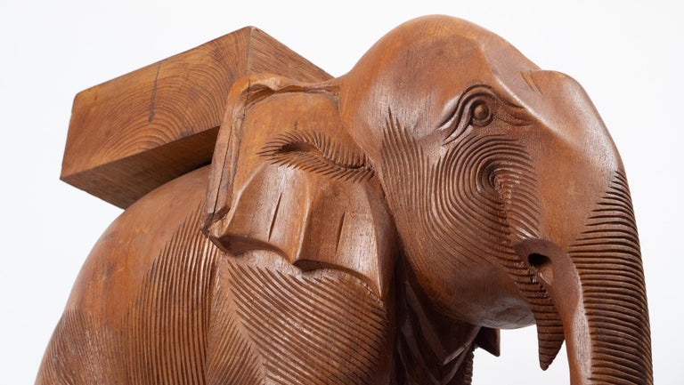 Hand Carved Wooden Elephant Side Table at 1stDibs | wooden elephant ...