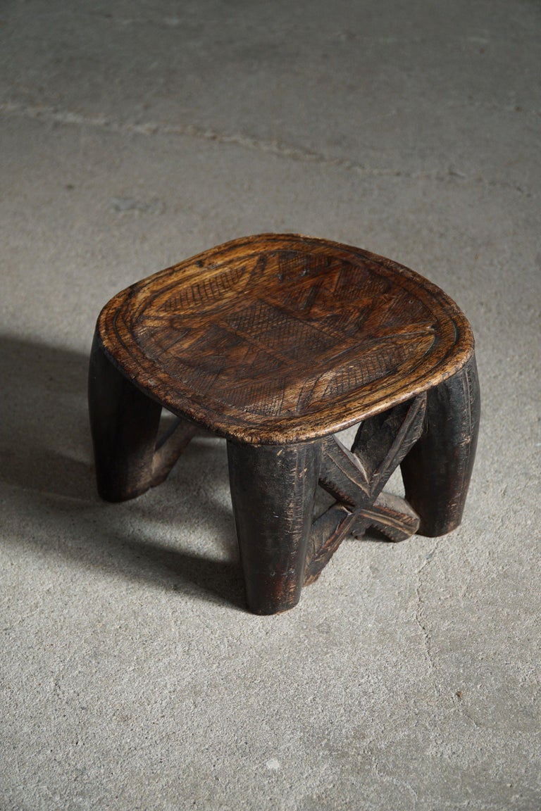Hand Carved Wooden "Nupe Tribe" Stool, Wabi Sabi, Made in Nigeria ...