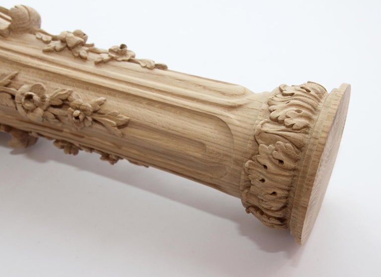 Hand Carved Wooden Post for Stairs with flowers, High Quality Newel ...