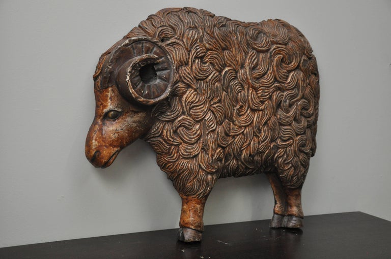 Hand Carved Wooden Ram Wall Decor at 1stDibs
