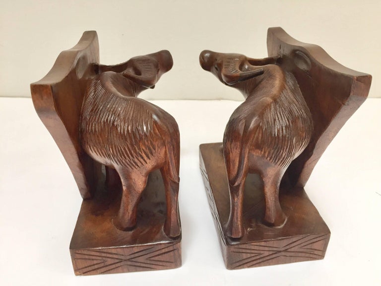 Hand-Carved Wooden Sculpture of African Buffalo Bookends at 1stDibs ...